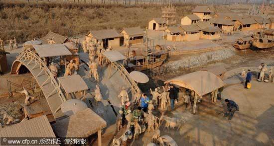 Tangshan resident rebuild classic painting scenes with clay sculptures ...