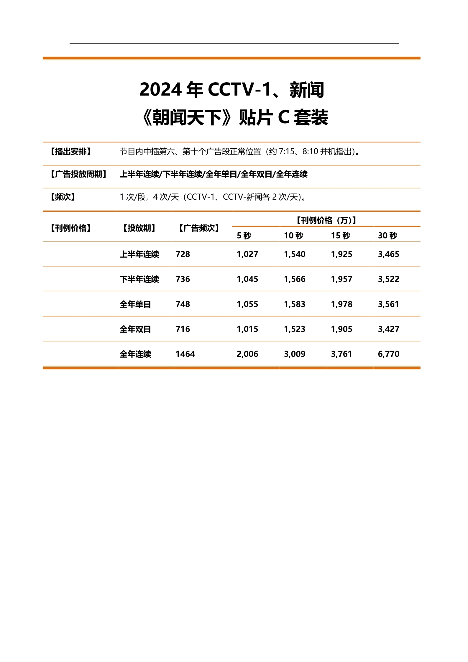 2024 年 CCTV-1、新闻 《朝闻天下》贴片 C 套装_广告频道_央视网(cctv.com)